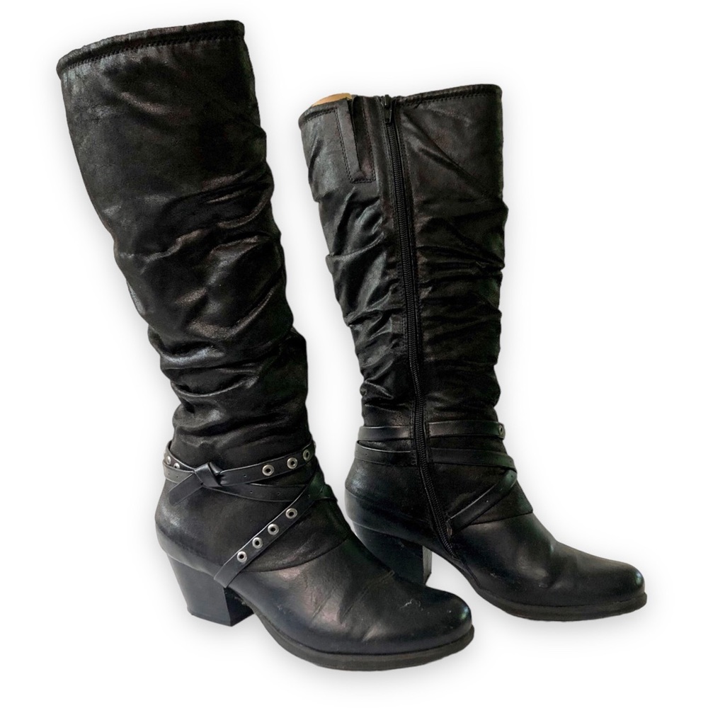 Wear Ever By Bare Traps Black Faux Leather Knee High … - Gem